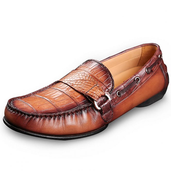 Brown Genuine Crocodile Leather Shoes