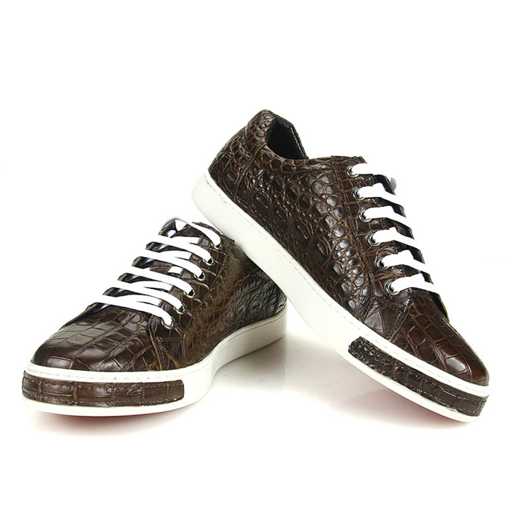 Casual Alligator Leather Lace-Up Sneaker