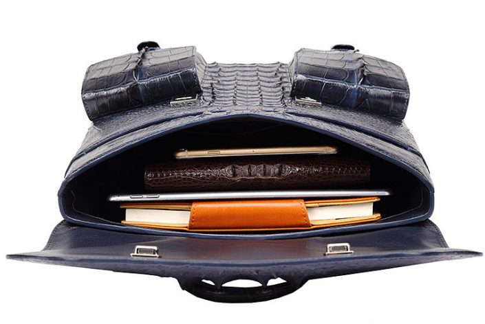 Luxury Genuine Crocodile Skin Backpack, Men’s Double Crocodile Shoulder Bag