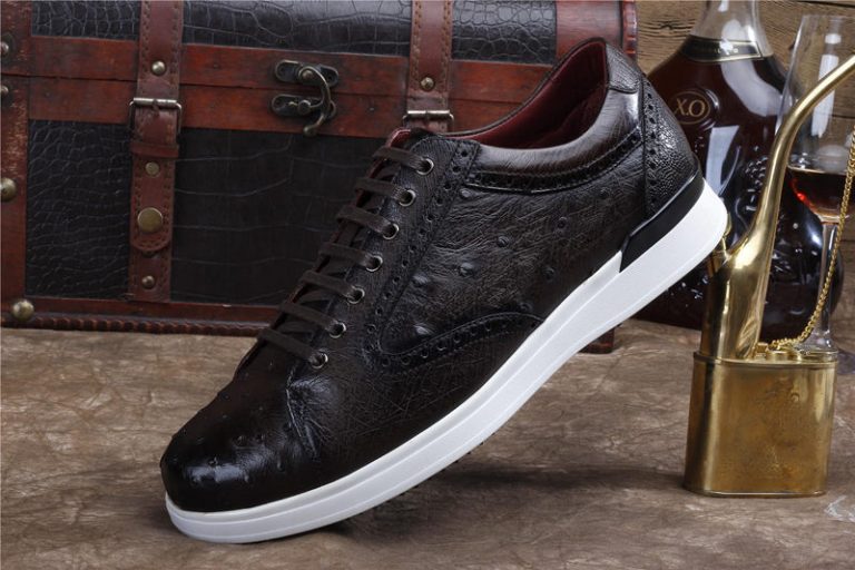 Daily Fashion Ostrich Sneakers, Genuine Ostrich Shoes for Men
