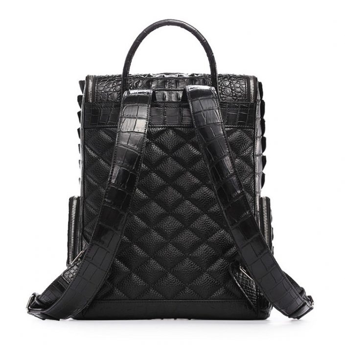 Men’s Genuine Crocodile Skin Backpack, Casual Travel Bag Extra Capacity ...