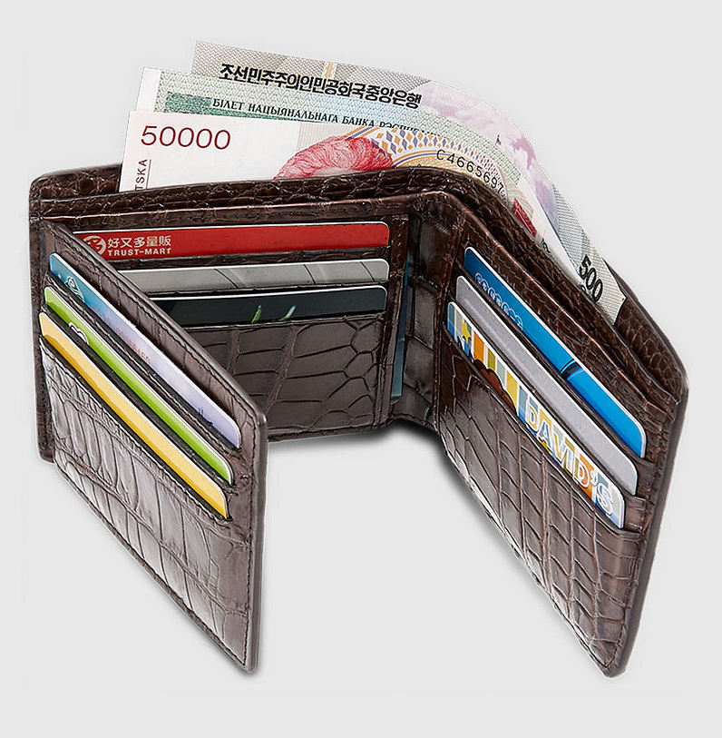 Classic Alligator Wallet, Genuine Alligator Skin Wallet for Men
