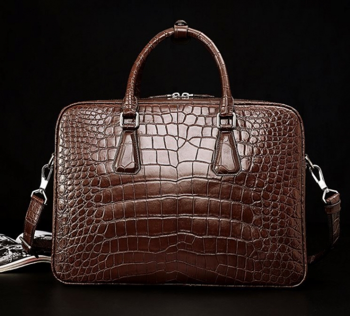 Luxury Alligator Business Bag, Alligator Leather Briefcase for Men