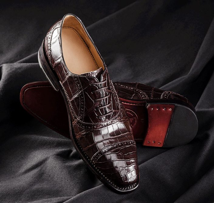 Classic Modern Round Cap Toe Alligator Leather Shoes