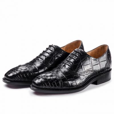 Classic Modern Round Cap Toe Alligator Leather Shoes
