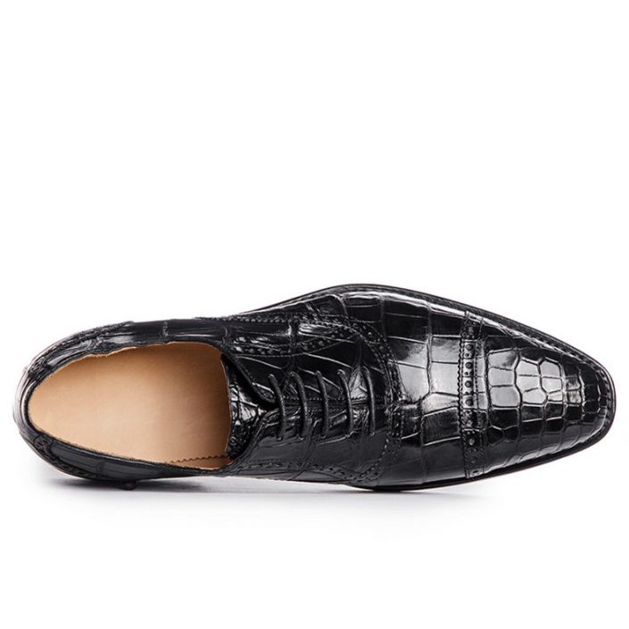 Classic Modern Round Cap Toe Alligator Leather Shoes