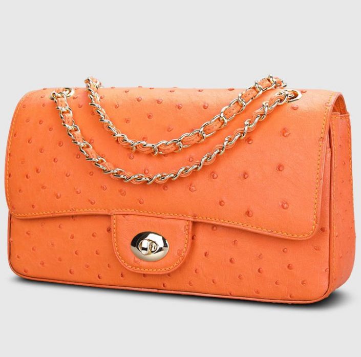 Stylish Ostrich Leather Purse Crossbody Shoulder Bag