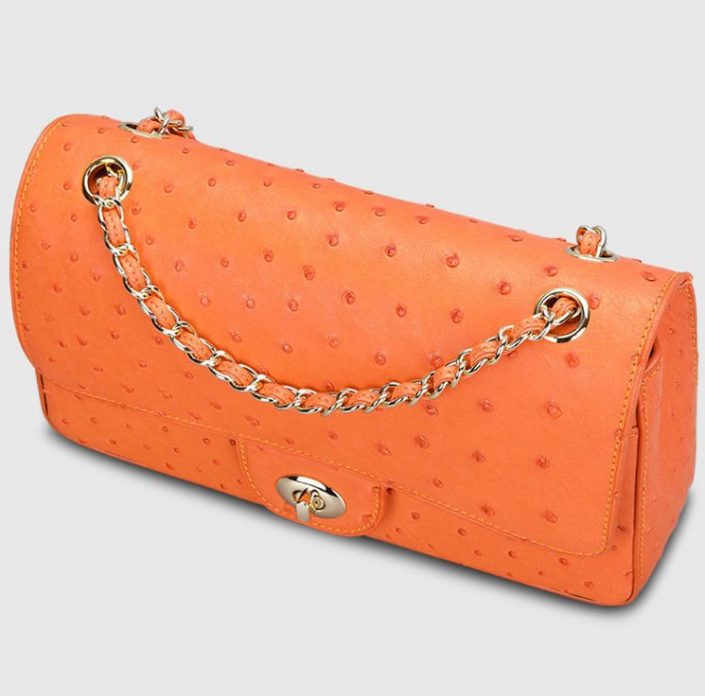 Stylish Ostrich Leather Purse Crossbody Shoulder Bag
