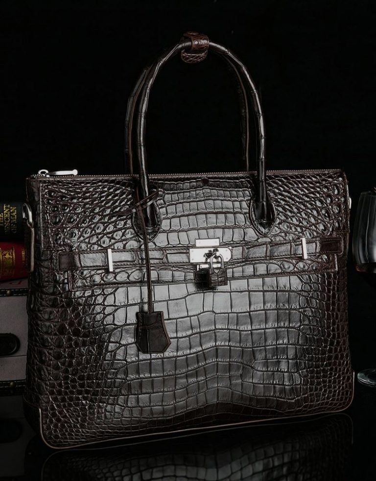 Casual Alligator Leather Padlock Briefcase Shoulder Cross-body Laptop ...