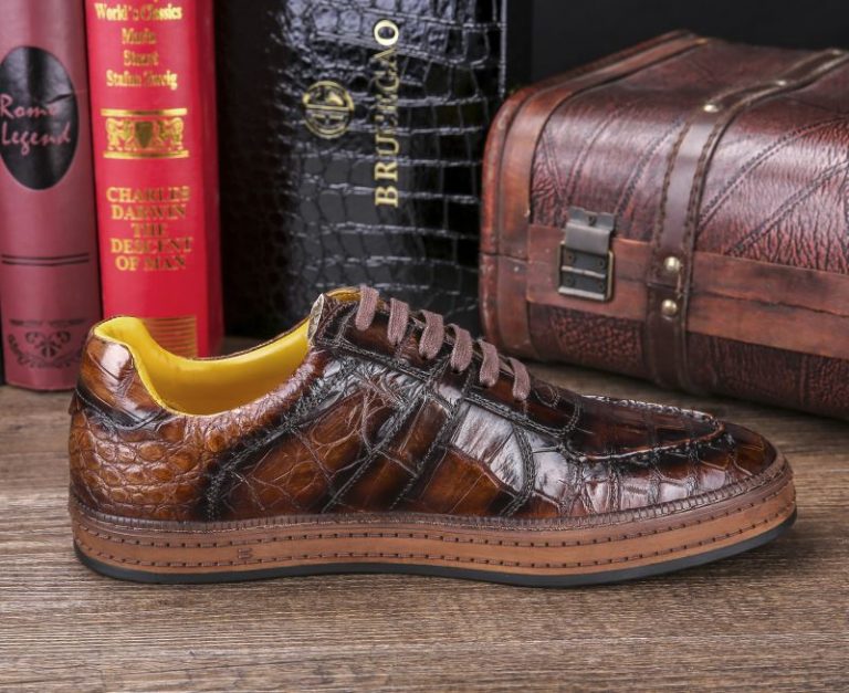 Designer Lace up Alligator Shoes Casual Alligator Sneakers for Men