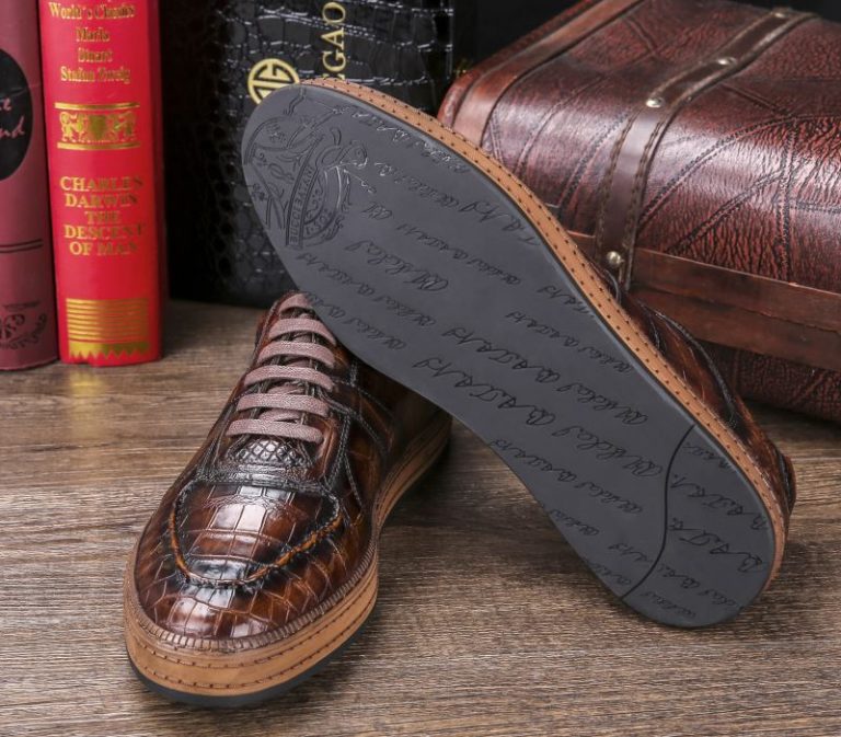 Designer Lace up Alligator Shoes Casual Alligator Sneakers for Men