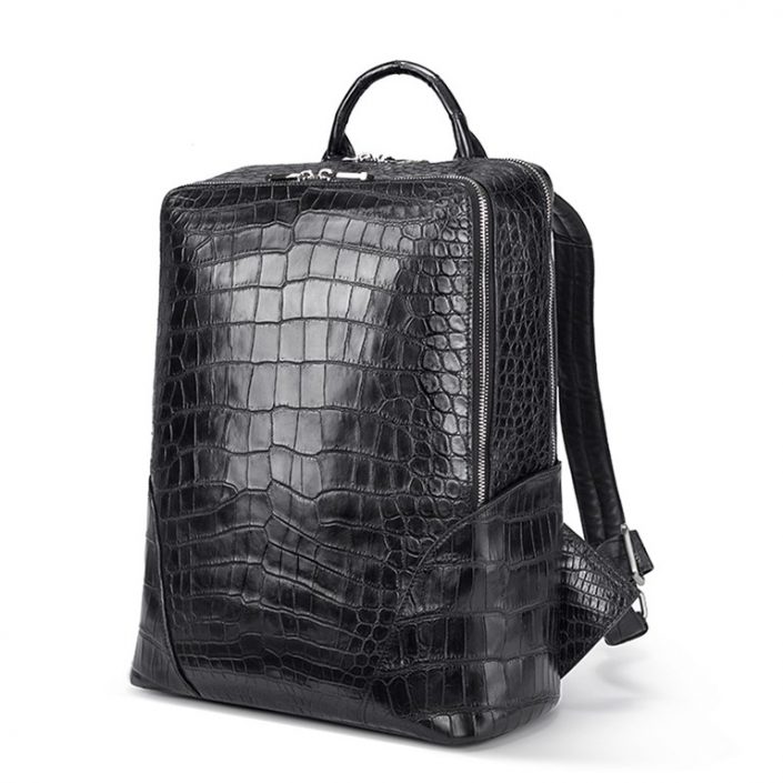 Genuine Alligator Leather Backpack Business Travel Daypack for Men