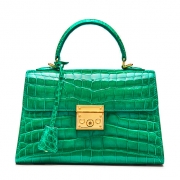 Ladies Alligator Top-Handle Padlock Handbags
