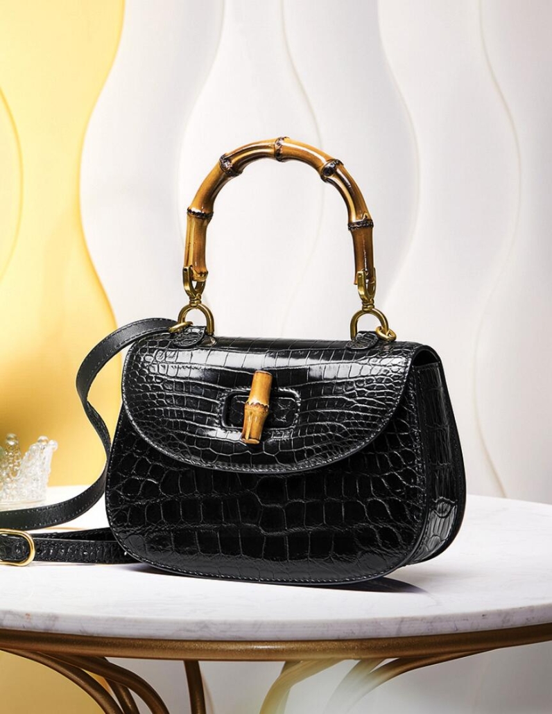 Alligator Handbags Bamboo Top Handle Purses