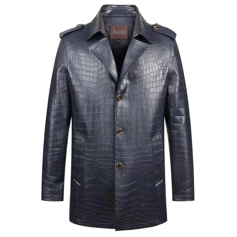 Men’s Alligator Leather Jacket Slim Fit Tucker Coat