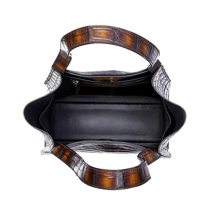 Unisex Alligator Tote Handbags Patina Shopping Bags