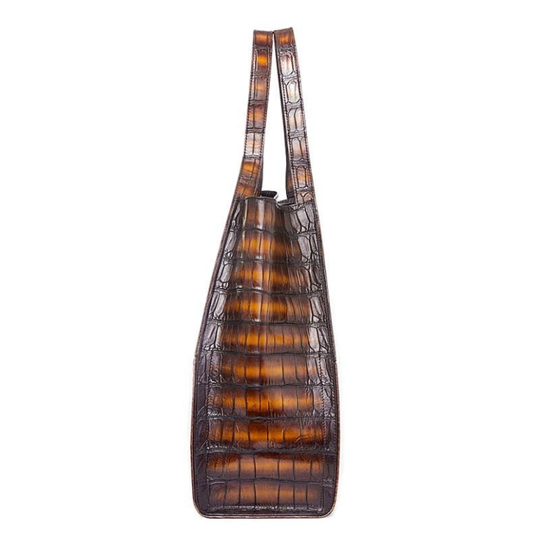 Unisex Alligator Tote Handbags Patina Shopping Bags