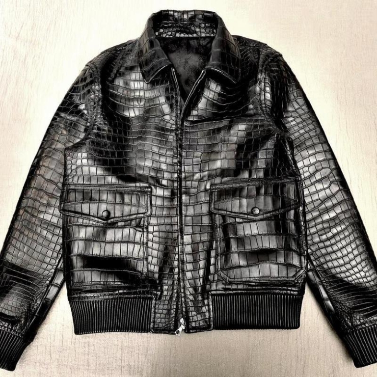 Casual Alligator Leather Motorcycle Biker Jacket for Men Casual Alligator Leather Motorcycle Biker Jacket for Men