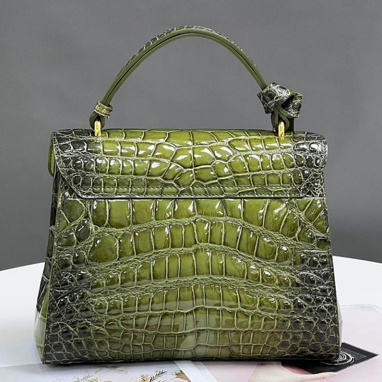 Green Alligator Leather Satchel Bags Top Handle Handbags